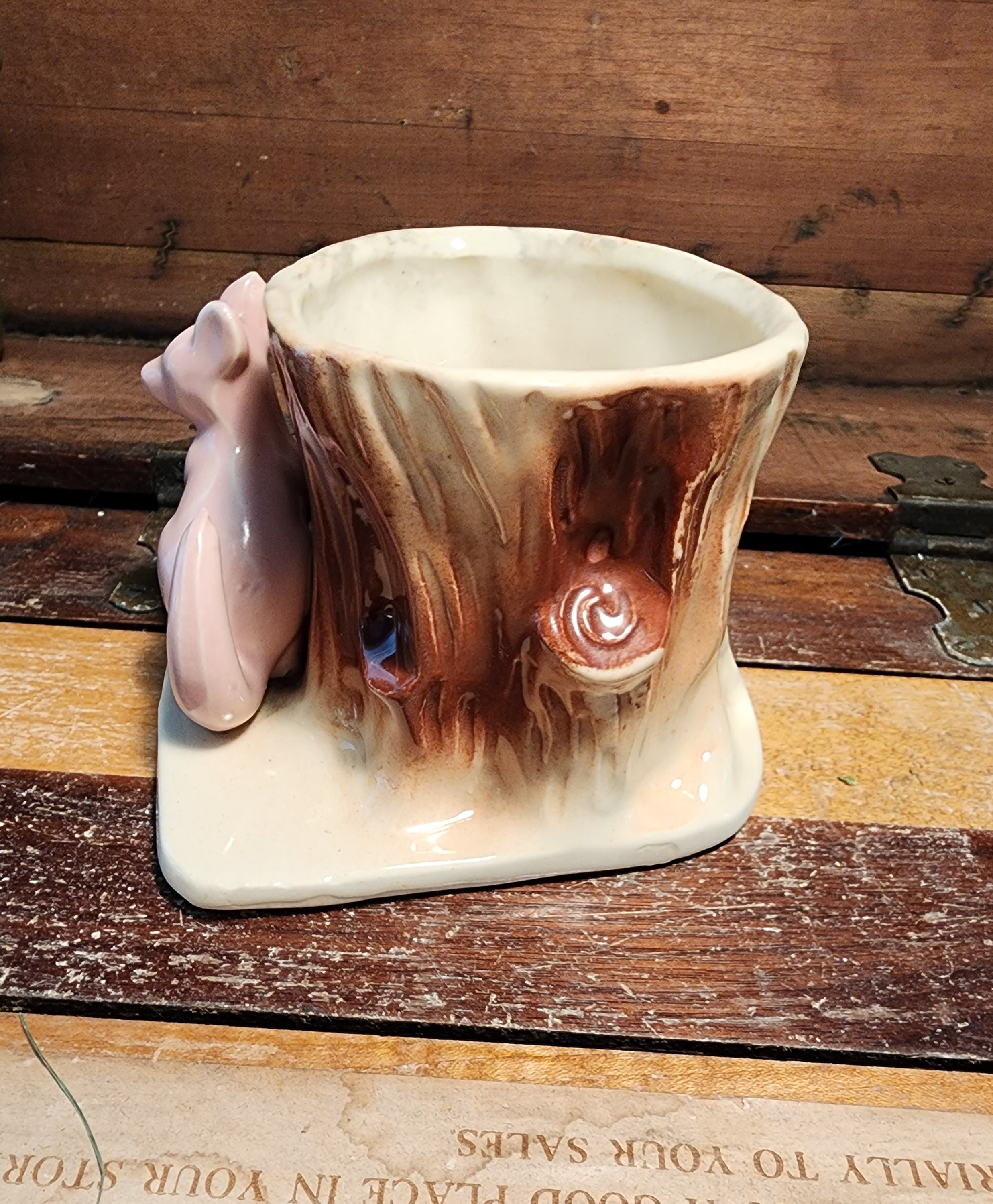 Pink Kangaroo Tree Stump Ceramic Planter Morton Vintage - Etsy