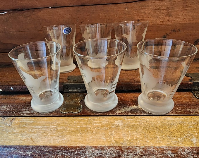 Shot Glasses Frosted Etched Mallard Duck Grassland Sterling Hand Cut ...