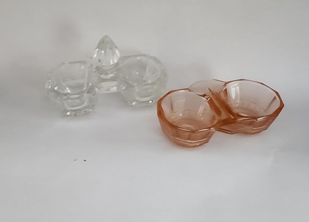Salt and Pepper Double Open Cellar With Finial French, Pink Glass BVB ...