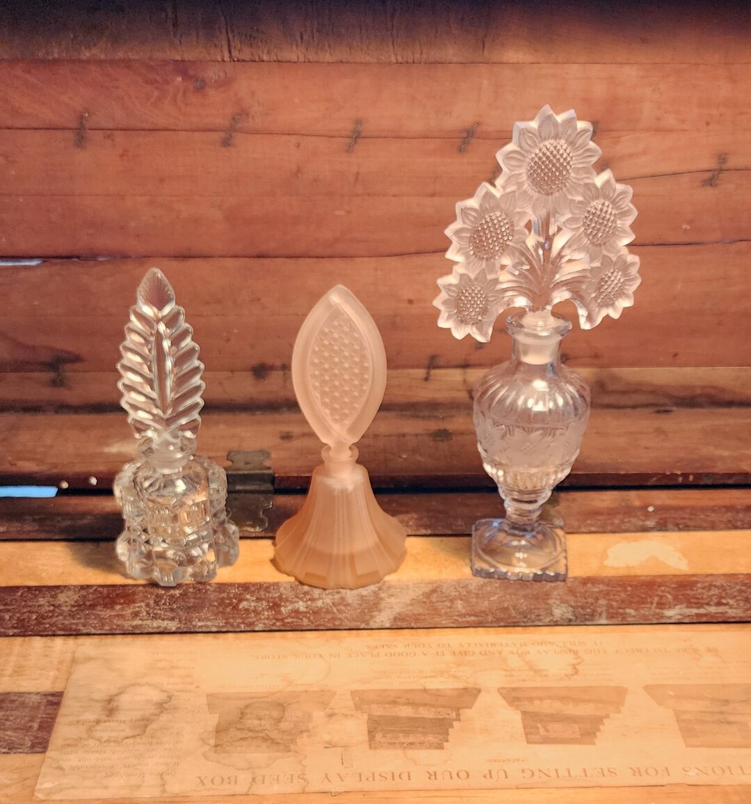 Feather Ofnah Pink Satin Sunflower Imperial Perfume Bottle Glass ...