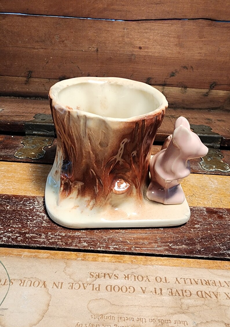 Pink Kangaroo Tree Stump Ceramic Planter Morton Vintage - Etsy