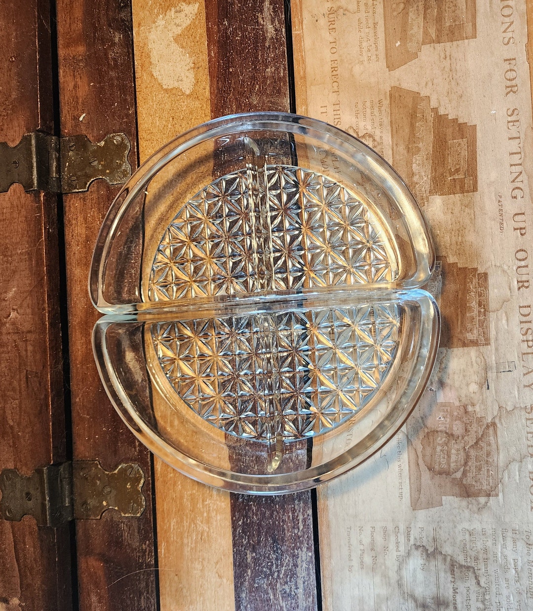 Quilted Diamond Half Moon Divided Relish Two Piece Glass Inserts ...