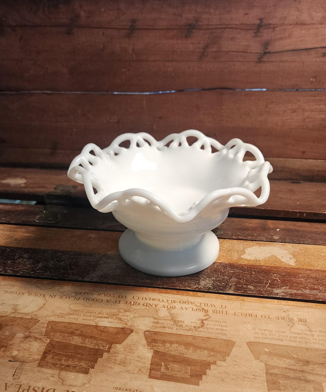 Compote Milk Glass Colonial Lace Edge LE Smith Glass Vintage - Etsy