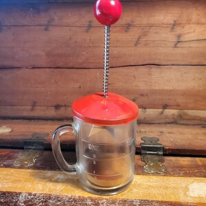 Glass and Stainless Steel Chopper Hazel Atlas Red Handle - Etsy