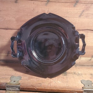 Handled Serving Plate Black LE Smith Glass Company Vintage - Etsy