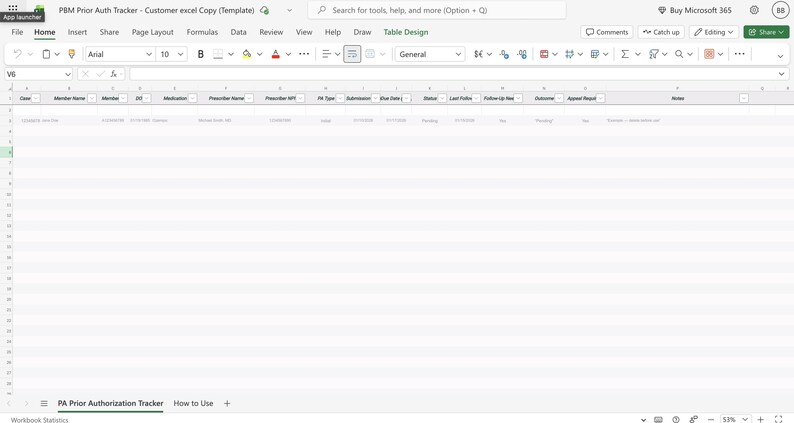 Prior Authorization Tracker | PBM Workflow Excel & Google Sheets ...