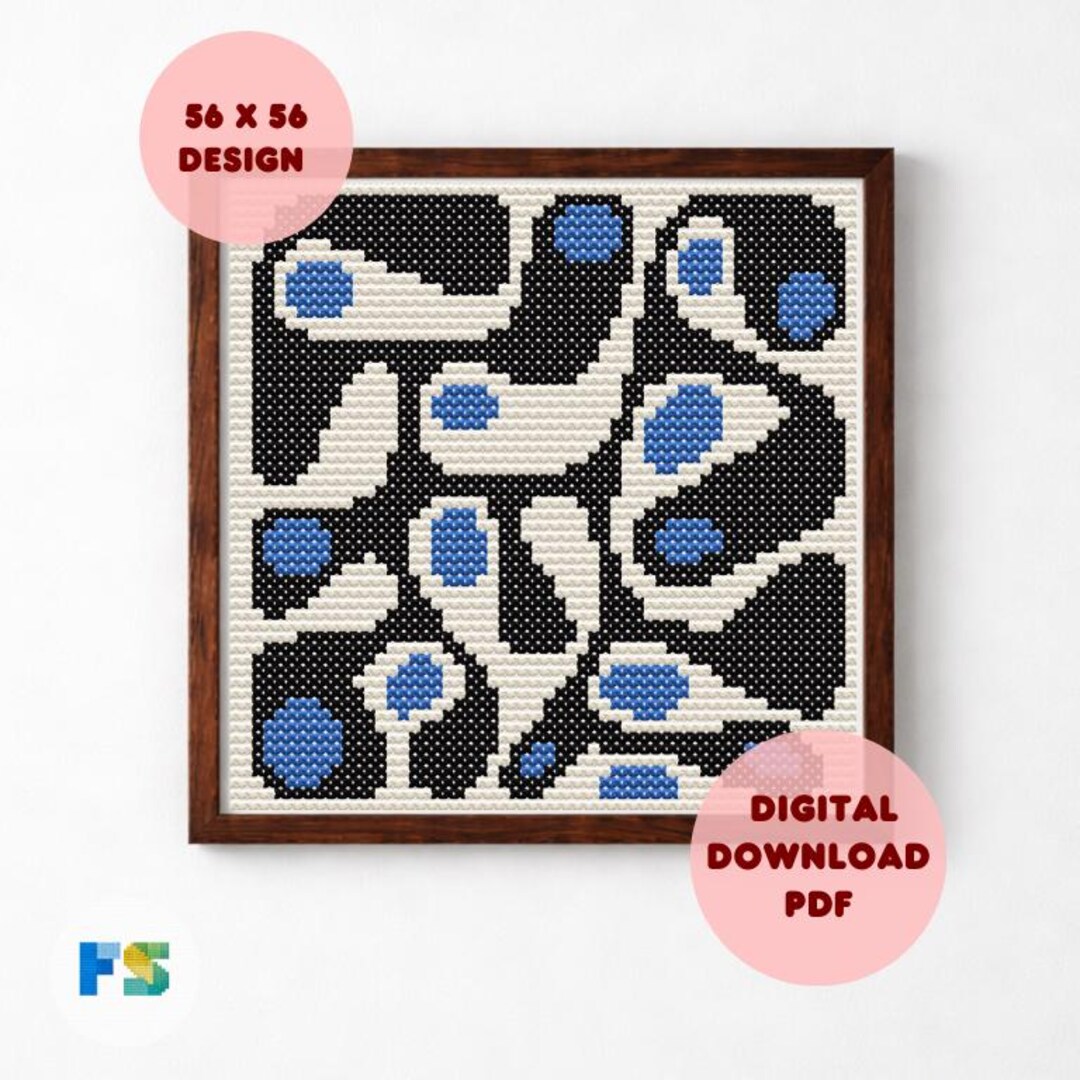 Abstract Flowing Shapes Cross Stitch / Needlepoint Pattern, Beginner ...