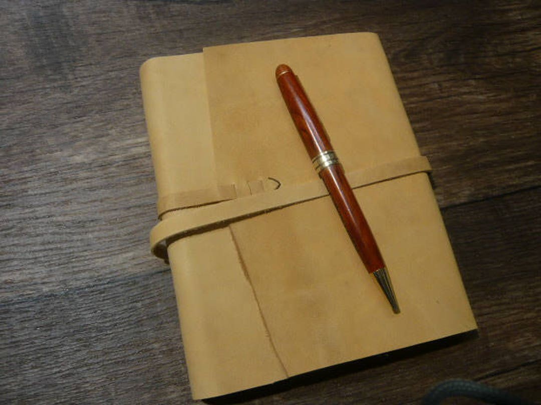 Vintage Reclaimed Wraparound Diary in Golden Cowhide, Cut Edge Style ...