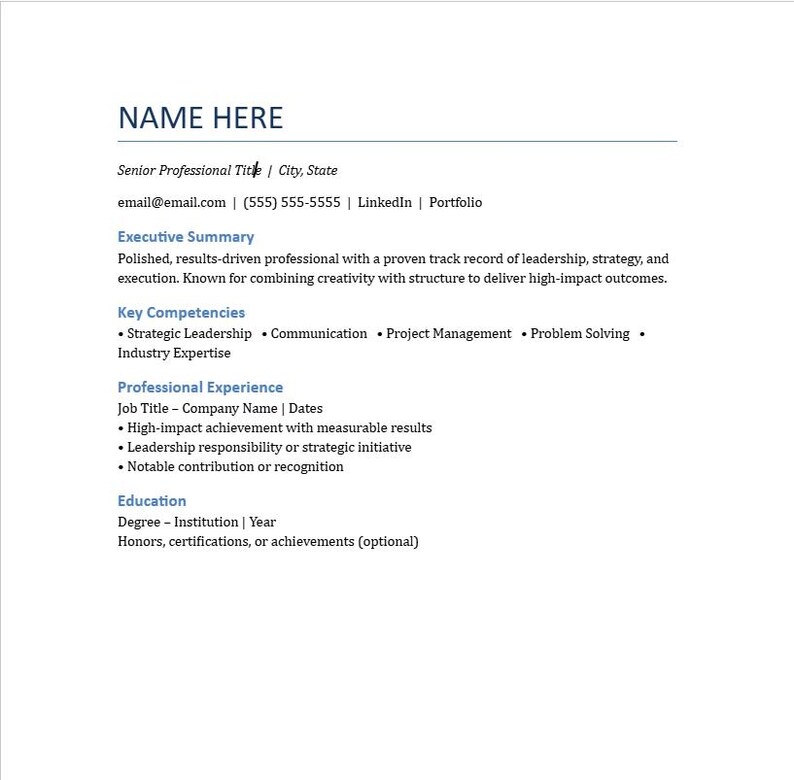 Executive Resume Template | Luxury Modern CV | Professional Ats ...