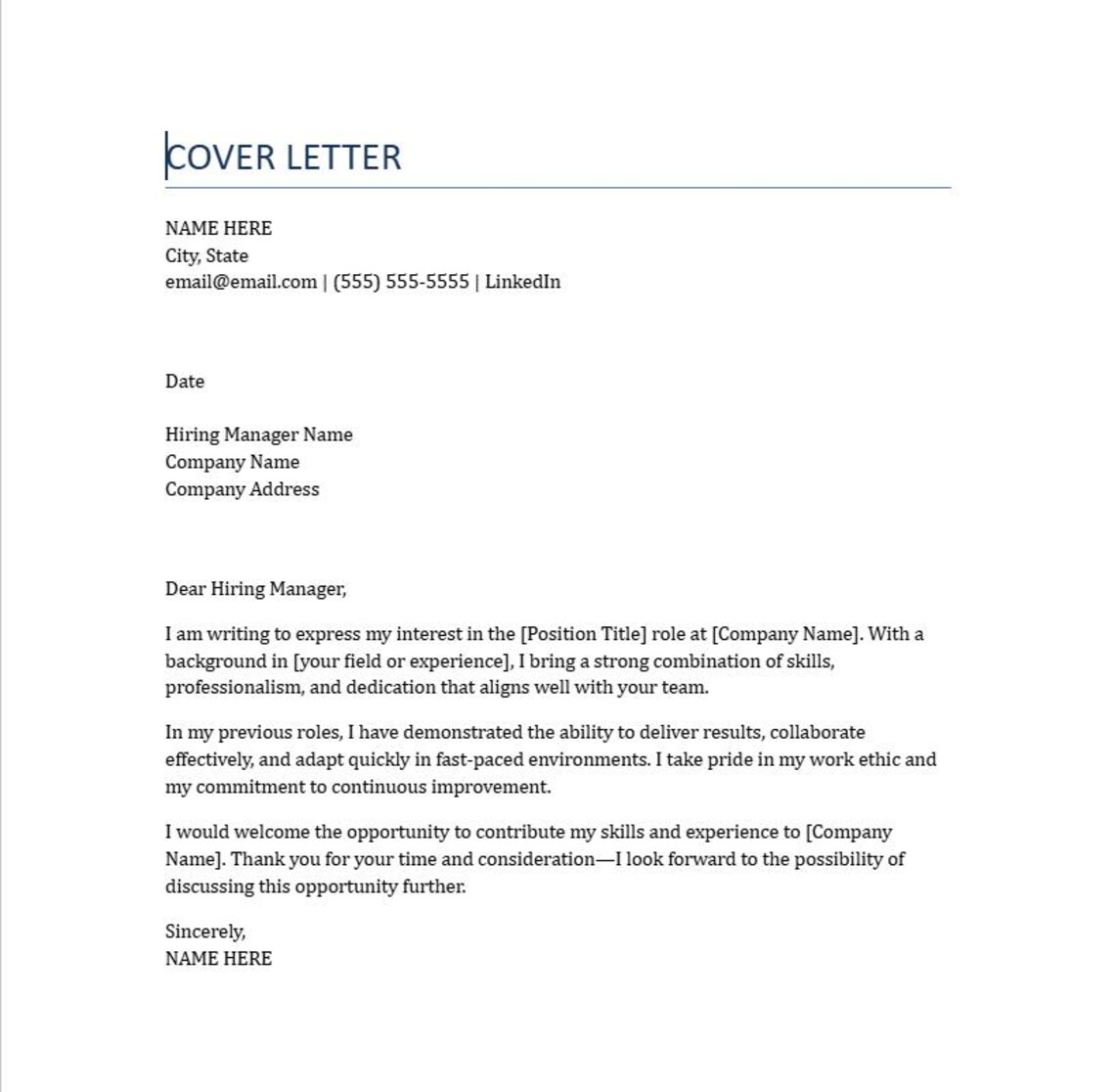 Professional Cover Letter Template | Modern Job Application Letter ...