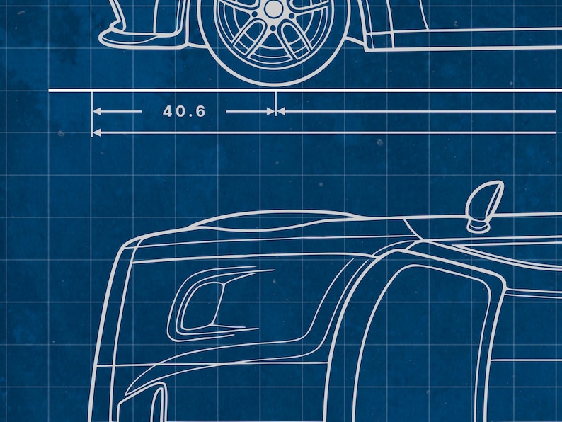 Dodge Challenger SRT Hellcat Blueprint Poster, Muscle Car Wall Art ...