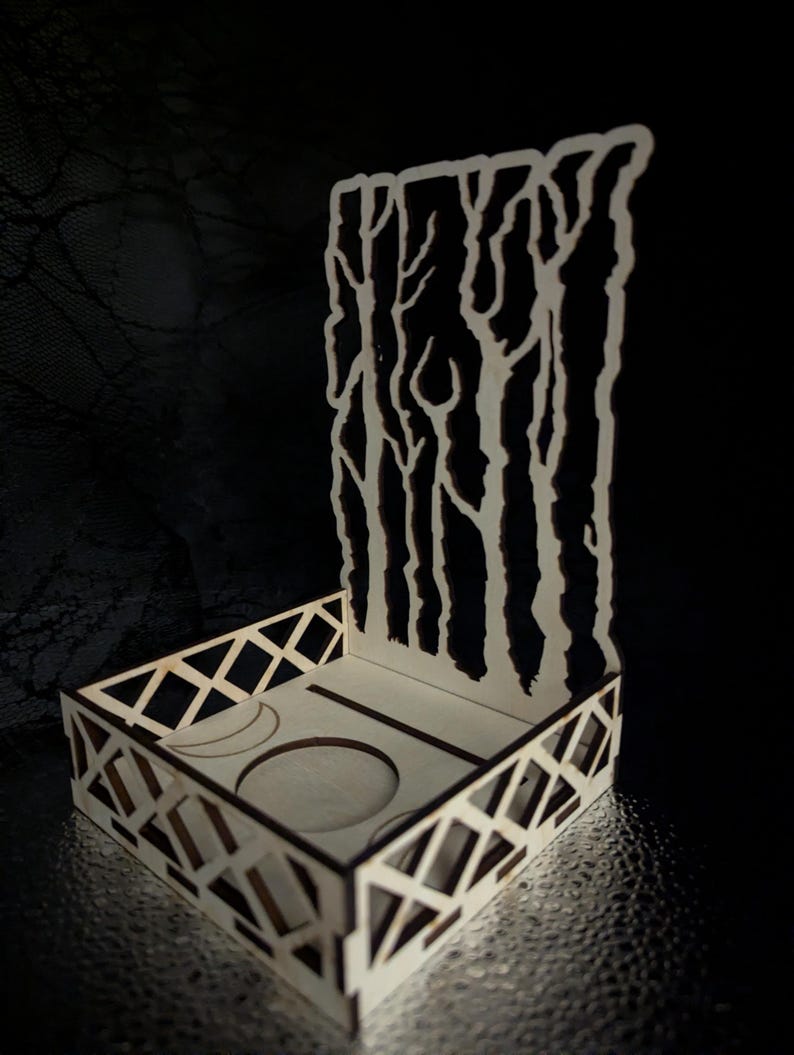 Forest Tarot Card Holder, Lunar Engraved Altar, Laser-cut Wood (digital ...