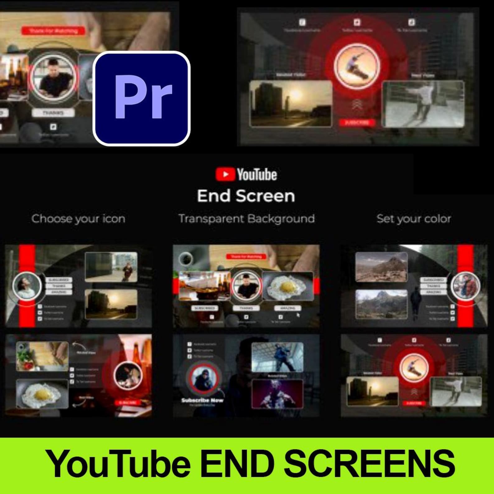 Youtube End Screen | Premiere Pro - Etsy