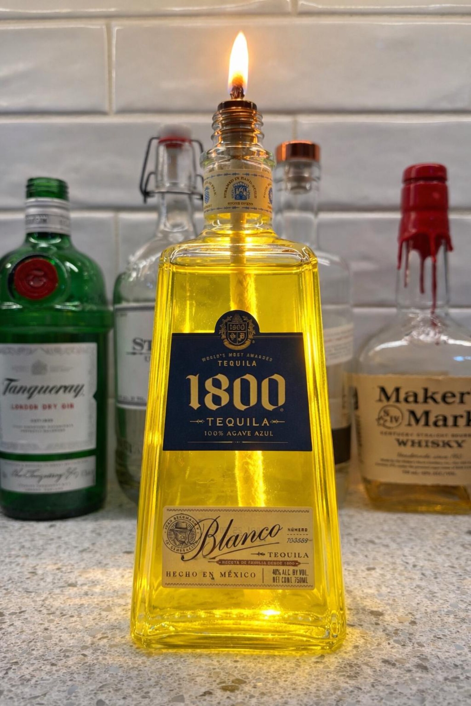 Upcycled 1800 Tequila Bottle Citronella Torch - Etsy