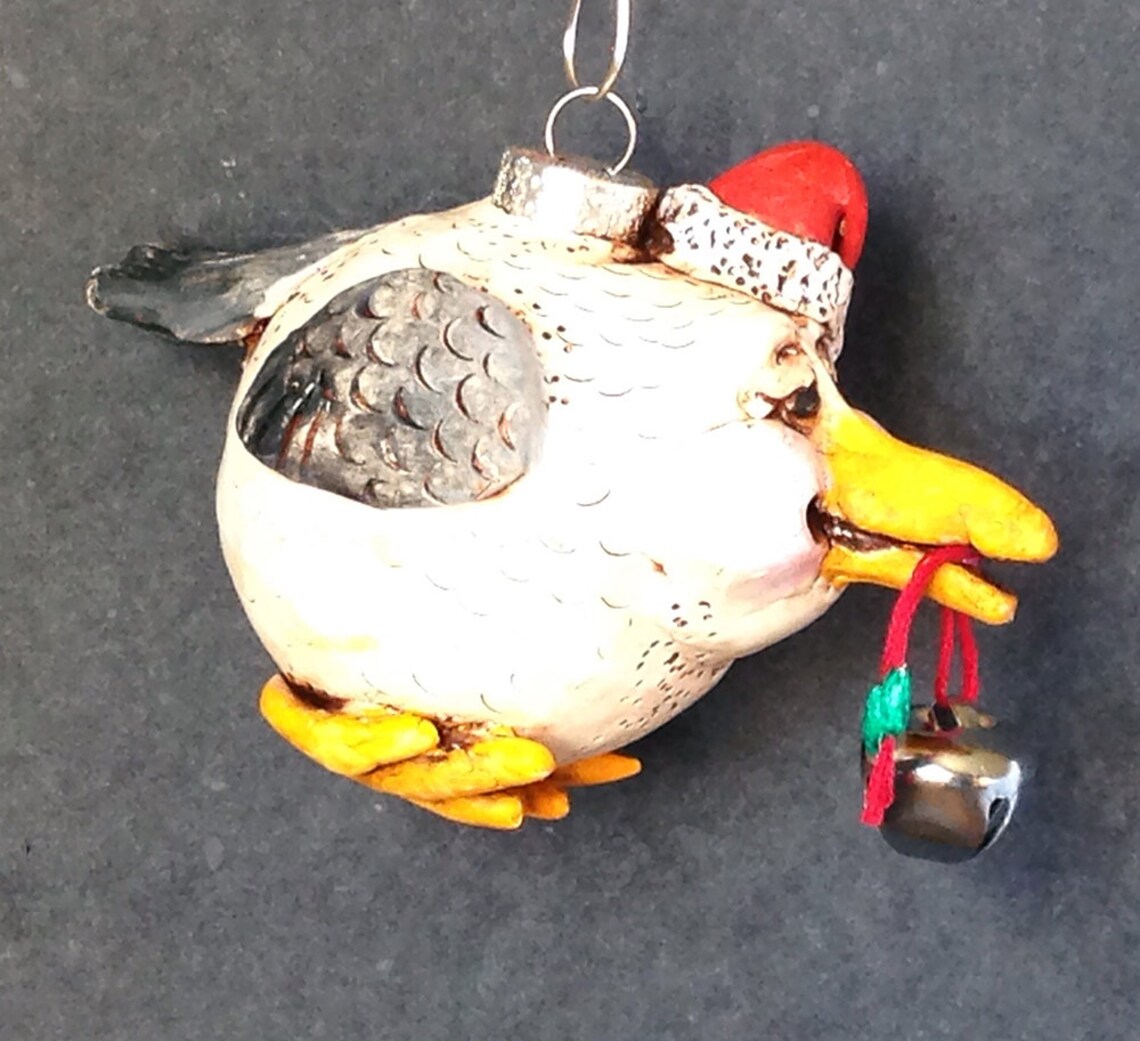 Jingle Gull Seagull Beach Christmas Ornament Sculpture Decoration Hand ...