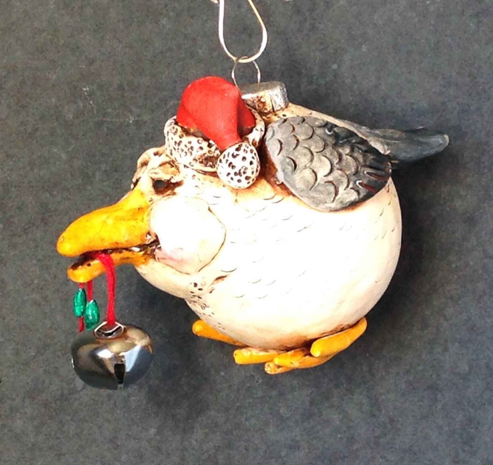 Jingle Gull Seagull Beach Christmas Ornament Sculpture Decoration Hand ...