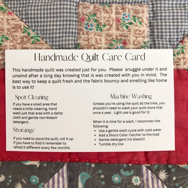 Quilt Care Card Printable - Etsy