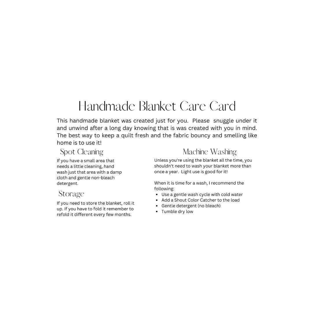 Blanket Care Card PDF Download, Printable Blanket Care Card, Blanket ...