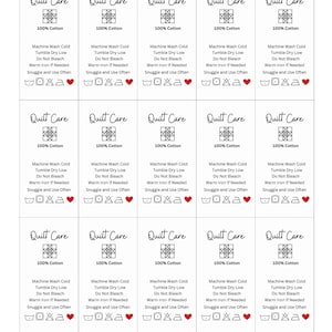 Quilt Care Labels, Quilt Washing Instructions, Set of 15 Care Labels ...
