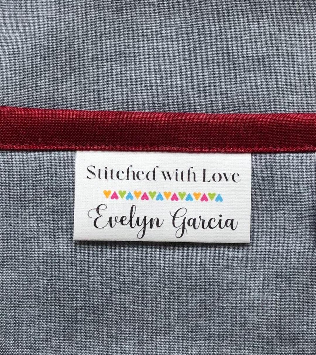 Personalized Fold Over Quilt Label, Colorful Heart Quilt Label, Custom ...