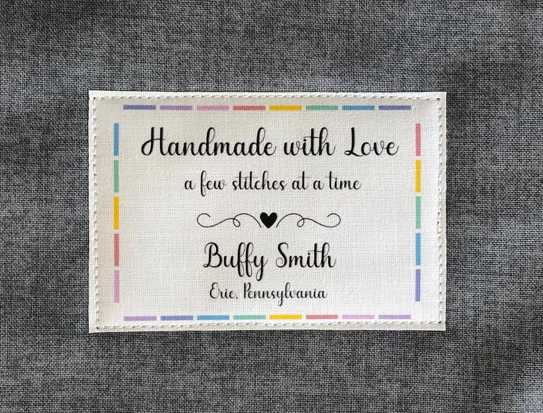 Personalized Quilt Labels, Colorful Stitches, Set of 12, Sew on or Iron ...