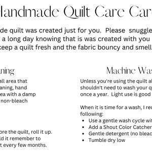 Quilt Care Card PDF Download, Printable Quilt Care Card, Quilt Care ...