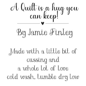 Personalized Fold Over Quilt Labels, Quilt Label, Quilt is a Hug ...