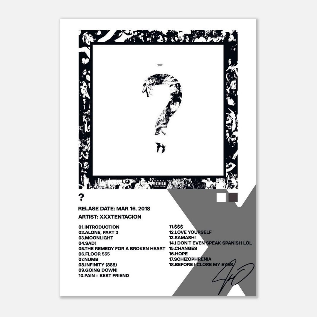 XXXTENTACION Question Mark Poster | ? Album Tracklist Wall Art | Hip ...