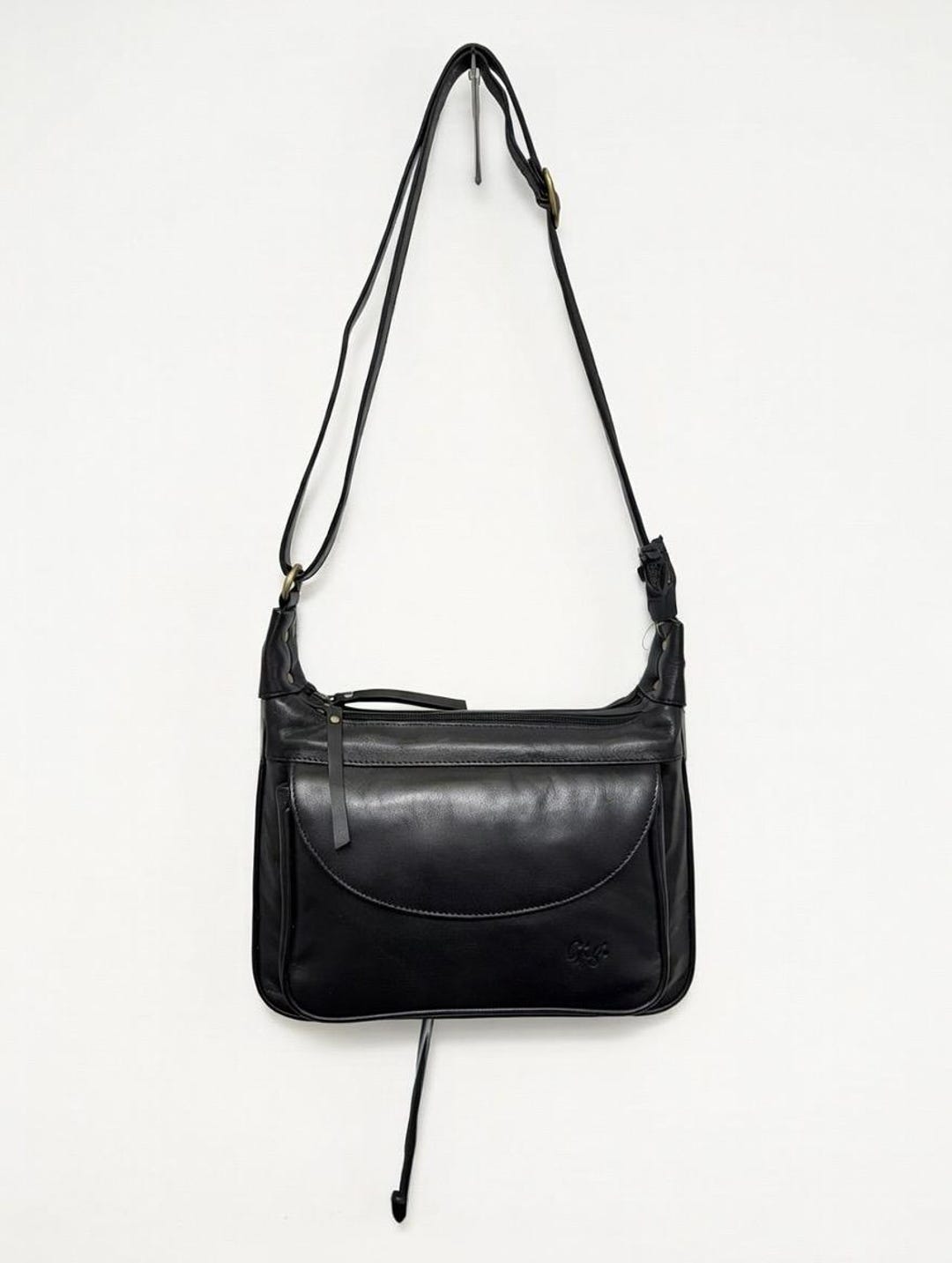 Gigi Black Genuine Leather Crossbody Bag With Zip Closure. - Etsy