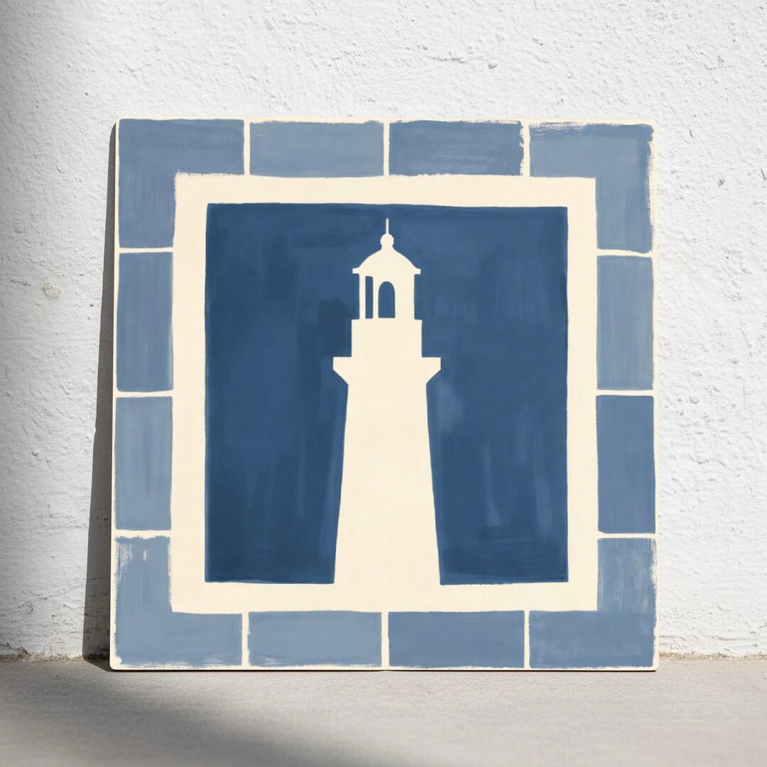 Mediterranean Lighthouse Ceramic Tile – Portuguese Faro Coastal Wall ...