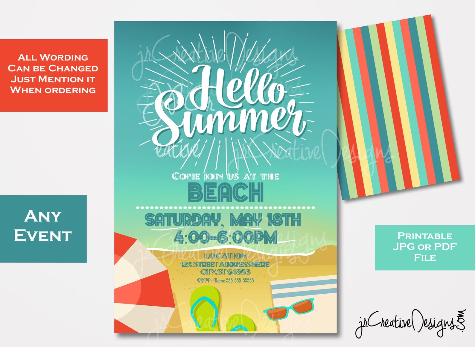 Summer Party Invite Summer Invitation Template Summer Event - Etsy