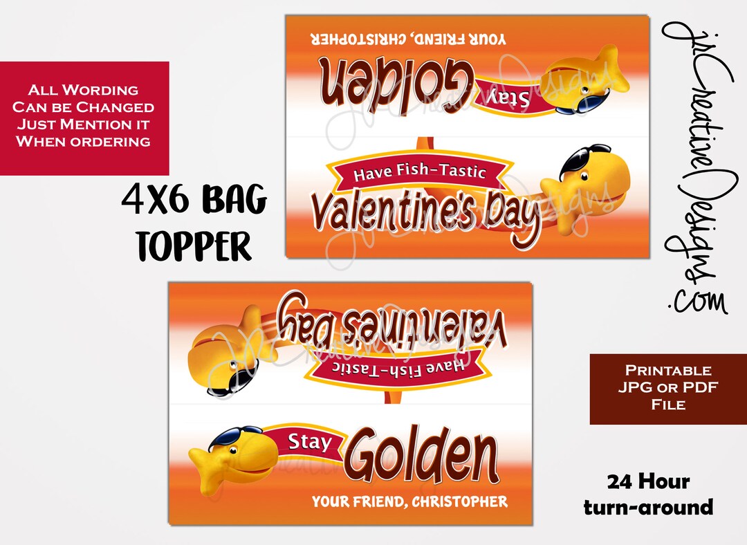 Goldfish Valentine Card Printable Valentine Cards Goldfish Snack Bag ...