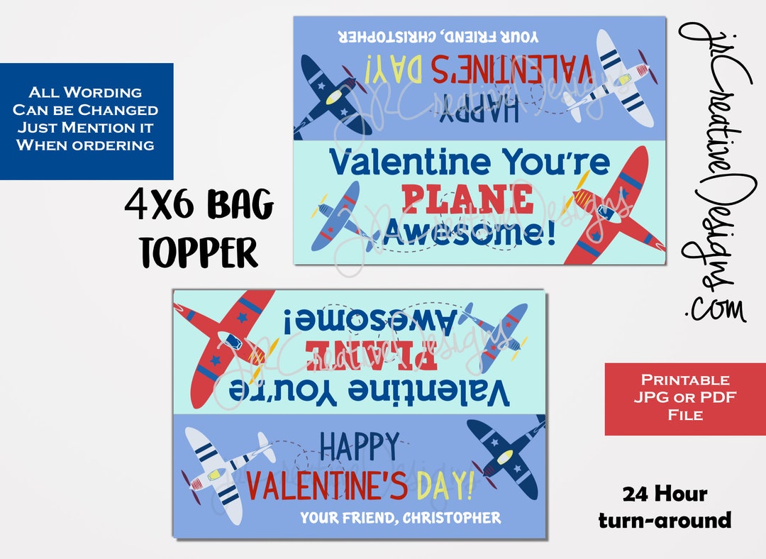 Airplane Valentine Cards for Kids Valentine's Airplanes Valentine's ...