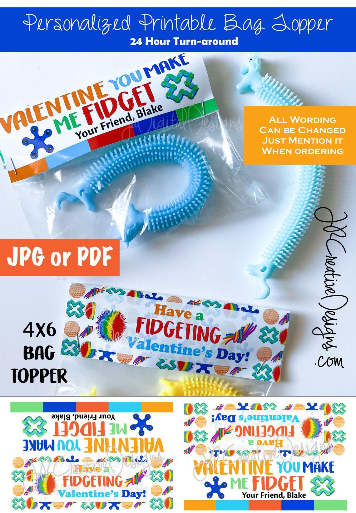 Fidgets Valentine’s Day Cards Printable Fidgets Valentine’s Day Bag ...