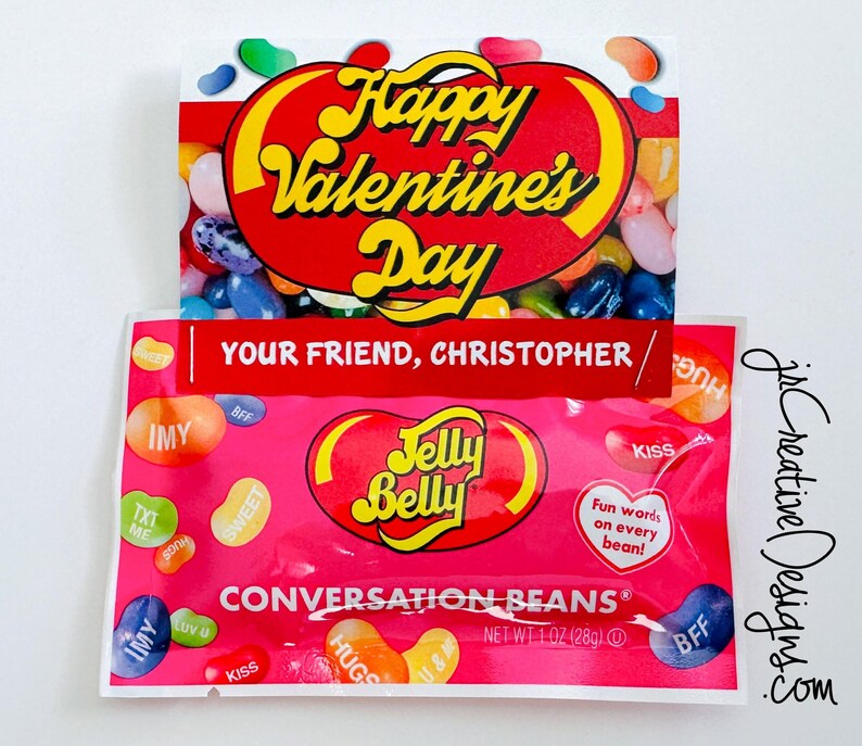 Jelly Beans Valentine’s Day Bag Topper Jelly Belly Valentines Day Cards ...