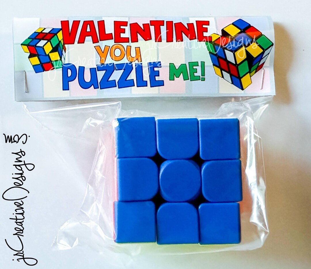 Rubik's Cube Valentine Printable Cards Rubik's Cube Valentine’s Day Bag ...
