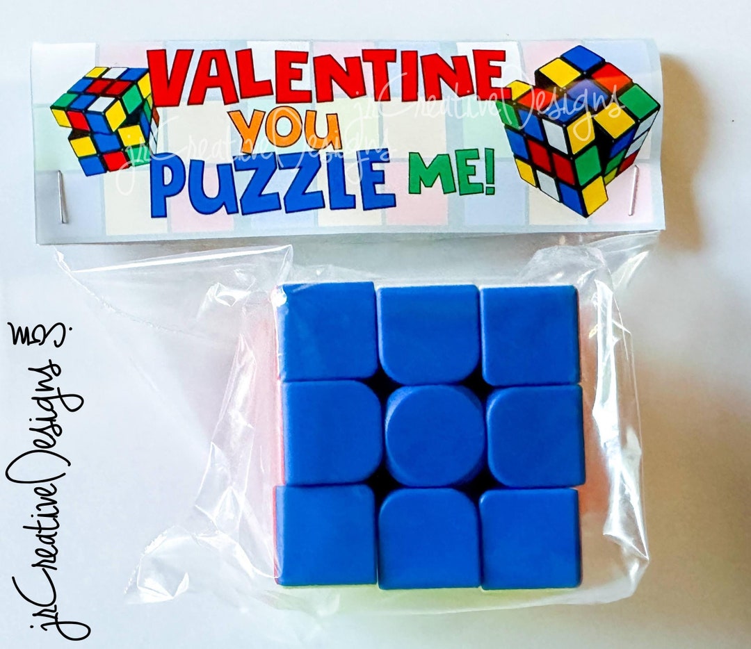 Rubik's Cube Valentine Printable Cards Rubik's Cube Valentines Day Bag ...