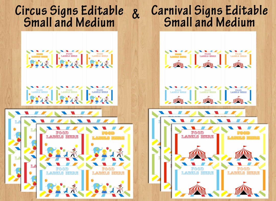 Carnival Birthday Party Signs Circus Birthday Party Signs PDF (96 Small ...