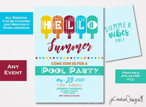Summer Party Invite Summer Invitation Template Summer Event - Etsy