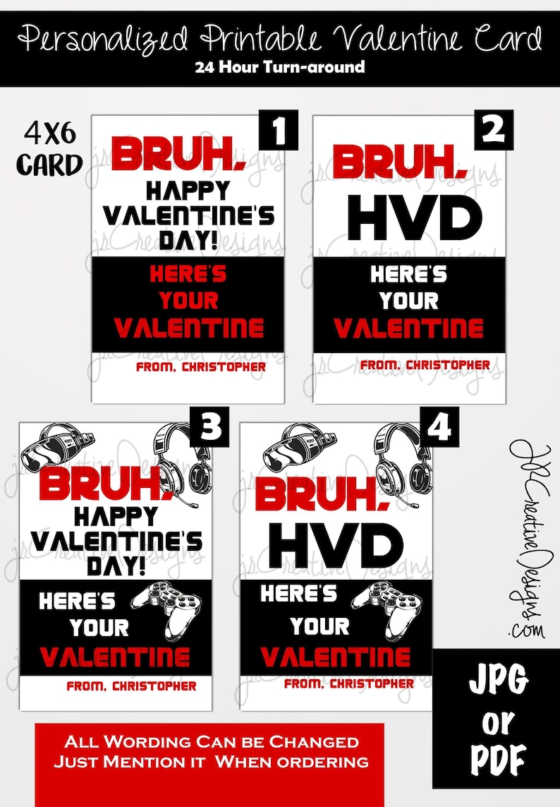 Boys Valentines Cards Printables Bruh Valentine Printable Bruh ...