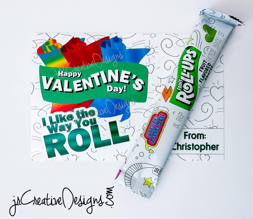 Kids School Valentine Printable Fruit Roll-up Valentine's Card Fruit ...