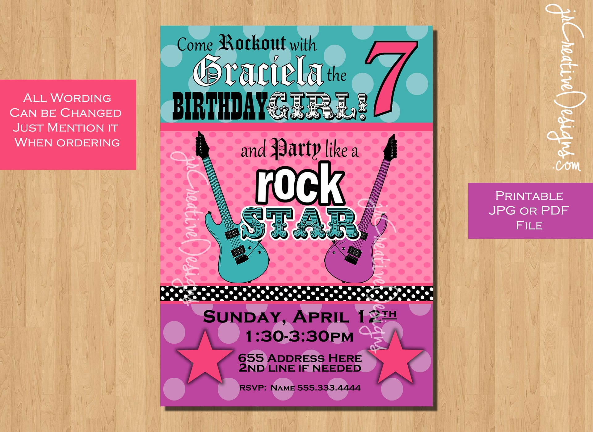 rock star invitation rockstar invitation rockstar birthday | Etsy