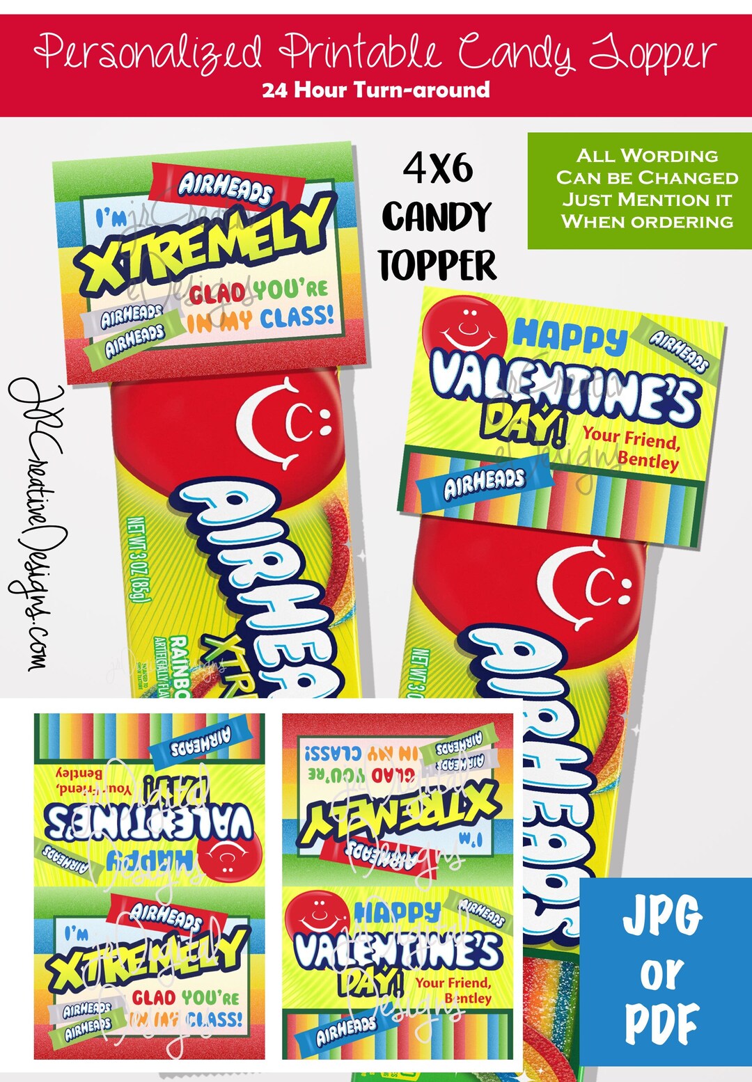 Kids Valentine's Cards Airheads Valentine Cards for Kids Valentine's ...