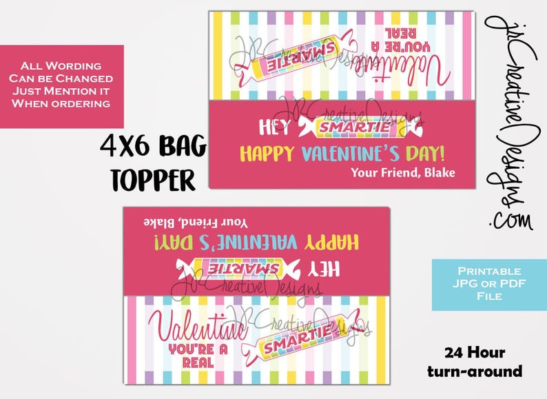 Smarties Valentine Card Printable Valentine Cards Smarties Candy ...