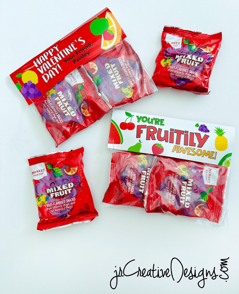 Fruit Snacks Valentine Printable Cards Gummies Valentine’s Day Bag ...