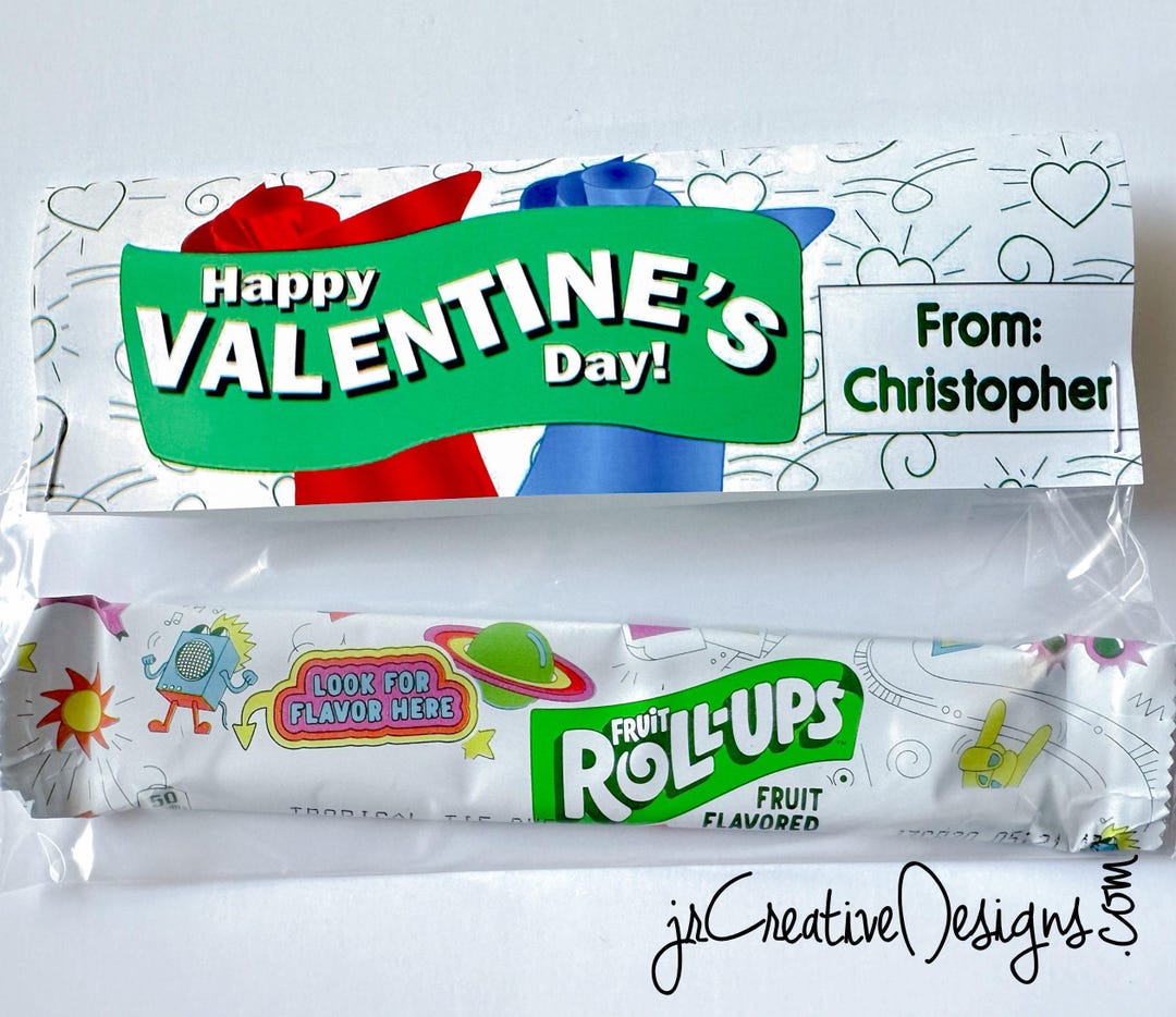 Kids School Valentine Printable Fruit Roll-up Valentine's Card Fruit ...