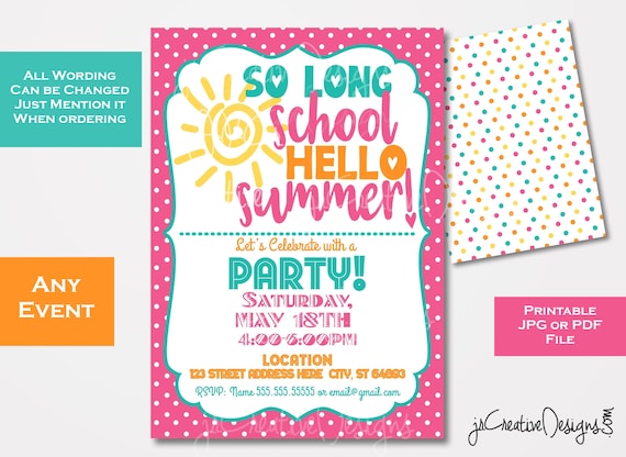 End of school year party Invitation Last day of school Party invitation ...
