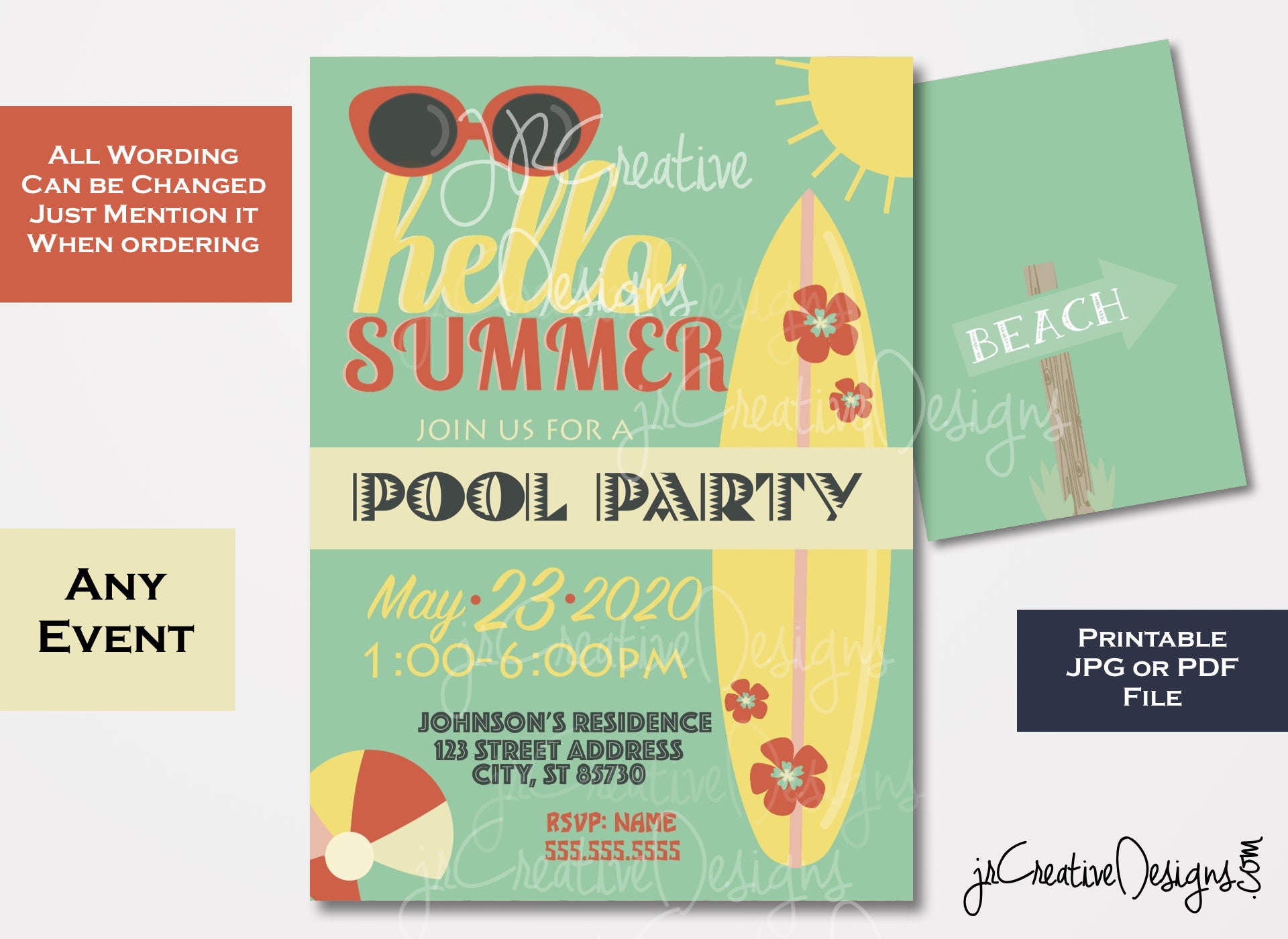 Summer Party Invite Summer Invitation Template Summer Event Invitation ...