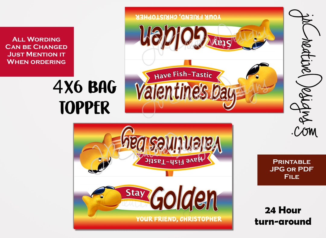 Goldfish Valentine Card Printable Valentine Cards Goldfish Snack Bag ...