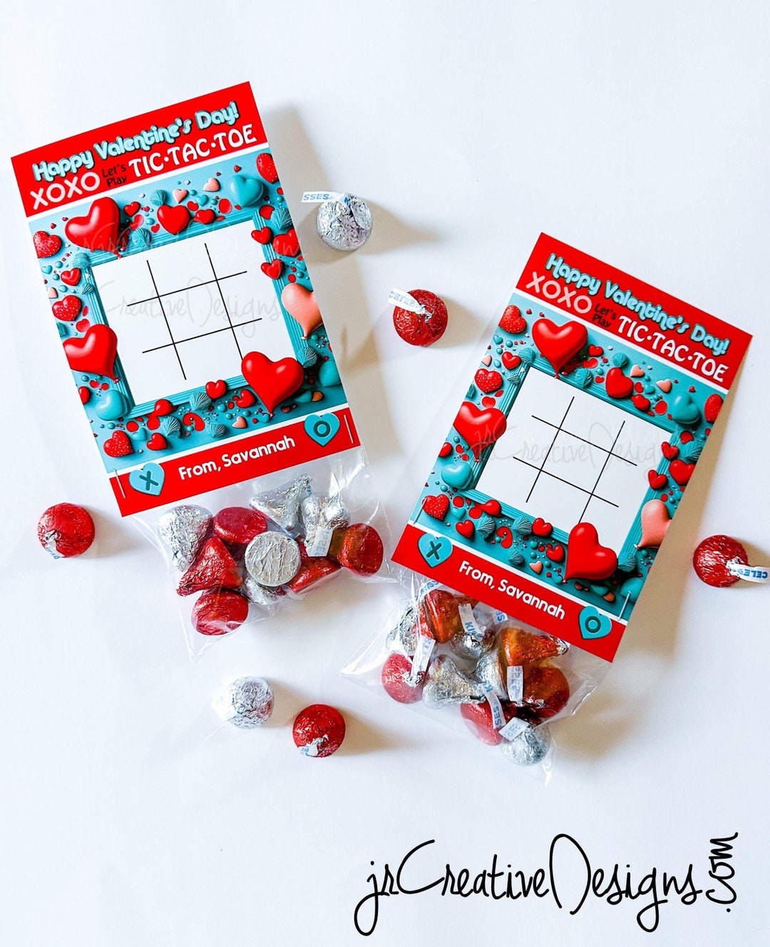 Tic Tac Toe Printable Valentine Card Kids School Valentine Card Hershey ...